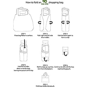 ECO CHIC Lightweight Foldable Reusable Shopping Bag | Water Resistant Shopping Tote Bag | Folds Into Attached Pouch for Storage | Made from Recycled Plastic Bottles (Save the Planet)