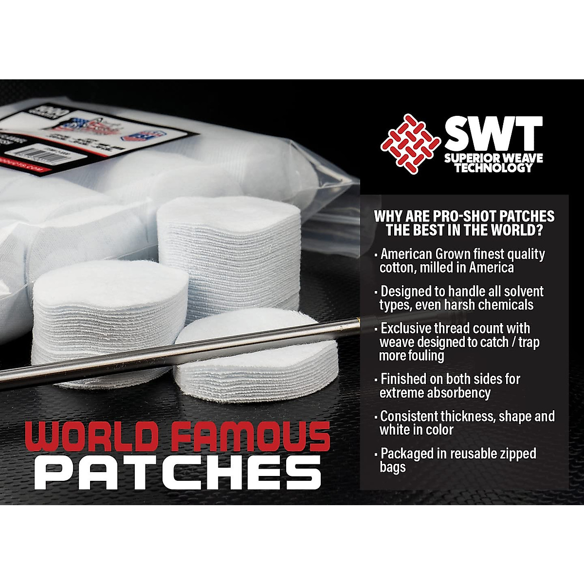 Pro Shot Products .270-.38 Caliber 100 Count Patches, White, 1 3/4" Patches