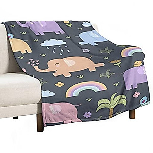 Funny Elephants Throw Blanket for Couch Bed Flannel Lap Blanket Lightweight Cozy Plush Blanket for All Seasons 30"x50"