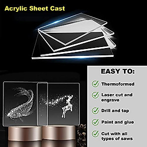 Terrilee 7Pcs 2mm Clear Acrylic Blanks for Light Base Acrylic Sheet Cast Plexiglas - Square(5.9*5.9'') Acrylic Panel Sign Blank with Double Sides Protective for LED DIY Display Projects Craft (7 Pcs)