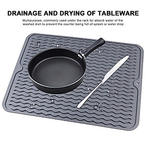 Hemoton 1pc Silicone Draining Mat countertop Dish Silicone Utensils Kitchen mat Silicone trivets Drain mat pad Silicone Drying mat Kitchen Dish Drying Mat Ripple Dish mat