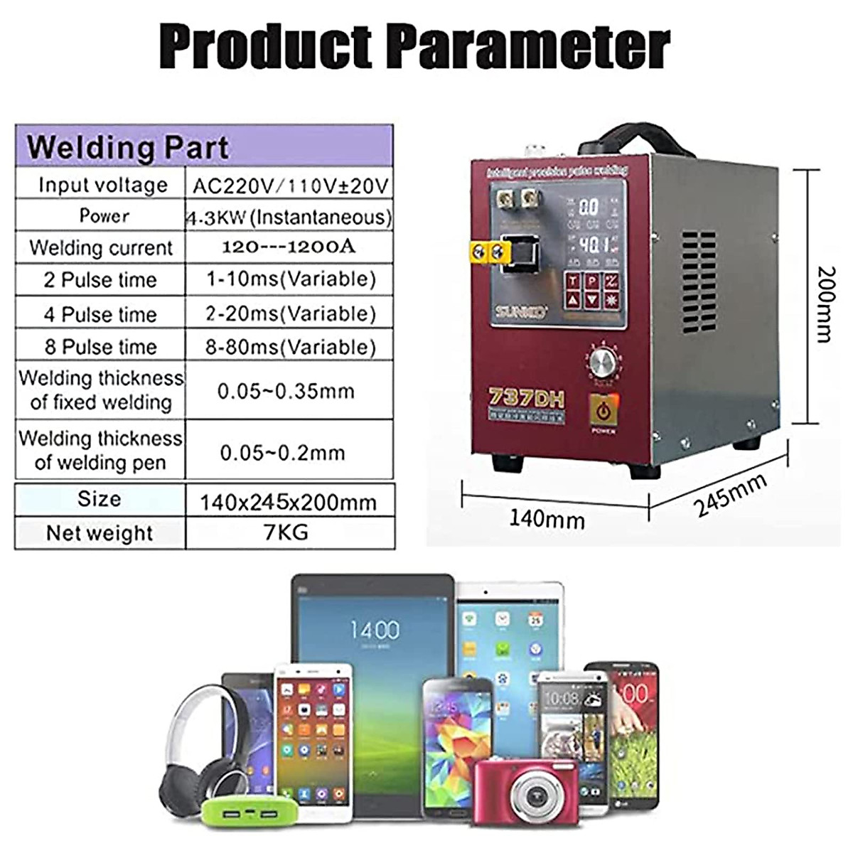 ALSUP 737DH Cordless Spot Welder Pulse Spot Welder Portable Battery Welder for 18650 14500 Lithium Battery Pack, Induction Delay Battery Spot Welder