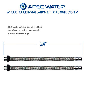 APEC Water Systems WH-SINGLEKIT Single Tank Installation Kit for Whole House System or Water Softener Conditioner, Stainless Steel