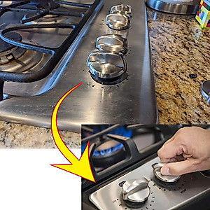 WB03T10325 Burner Control Knob Metal Stove Knobs, for General Electric (GE) A Cook top/Stove/Oven Replace AP5690210 PS3510510 (6 PCS)