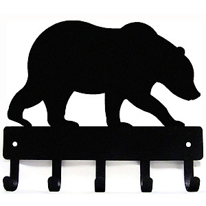 The Metal Peddler Bear #02 Key Rack Hanger - Small 6 inch Wide - Made in USA; Wall Mount