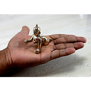 StonKraft Brass Krishna Laddoo Gopal Kanha Makhan Chor Statue Idol Murti Sculpture (Small Size)