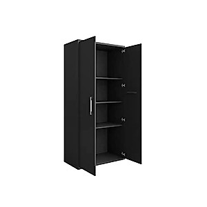 Manhattan Comfort Eiffel 3-Piece Storage Garage Set in Matte Black