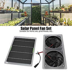 Hitoxi Portable Solar Panel, 100w 12v Solar Panel with Dual Exhaust Fan Waterproof Temperature Reduction Solar Fan for Chicken Coops Greenhouses Sheds Pet Houses