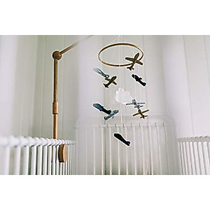 Sorrel + Fern Baby Crib Mobile (Airplanes in The Clouds) - Nursery Decoration Ceiling Mobile and Baby Shower for Boys & Girls - Grey and White