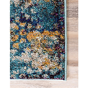 Unique Loom Vita Collection Traditional Over-Dyed Saturated Floral Medallions Area Rug (3' 3 x 5' 3 Rectangular, Turquoise/Ivory)