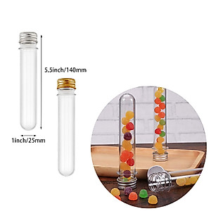 10 Pcs 45ml Plastic Test Tubes, 25 x 140mm Clear Plastic Test Tubes, with Screw Caps, for Scientific Experiments, Bath Salts, Candy Storage, Party Favors.