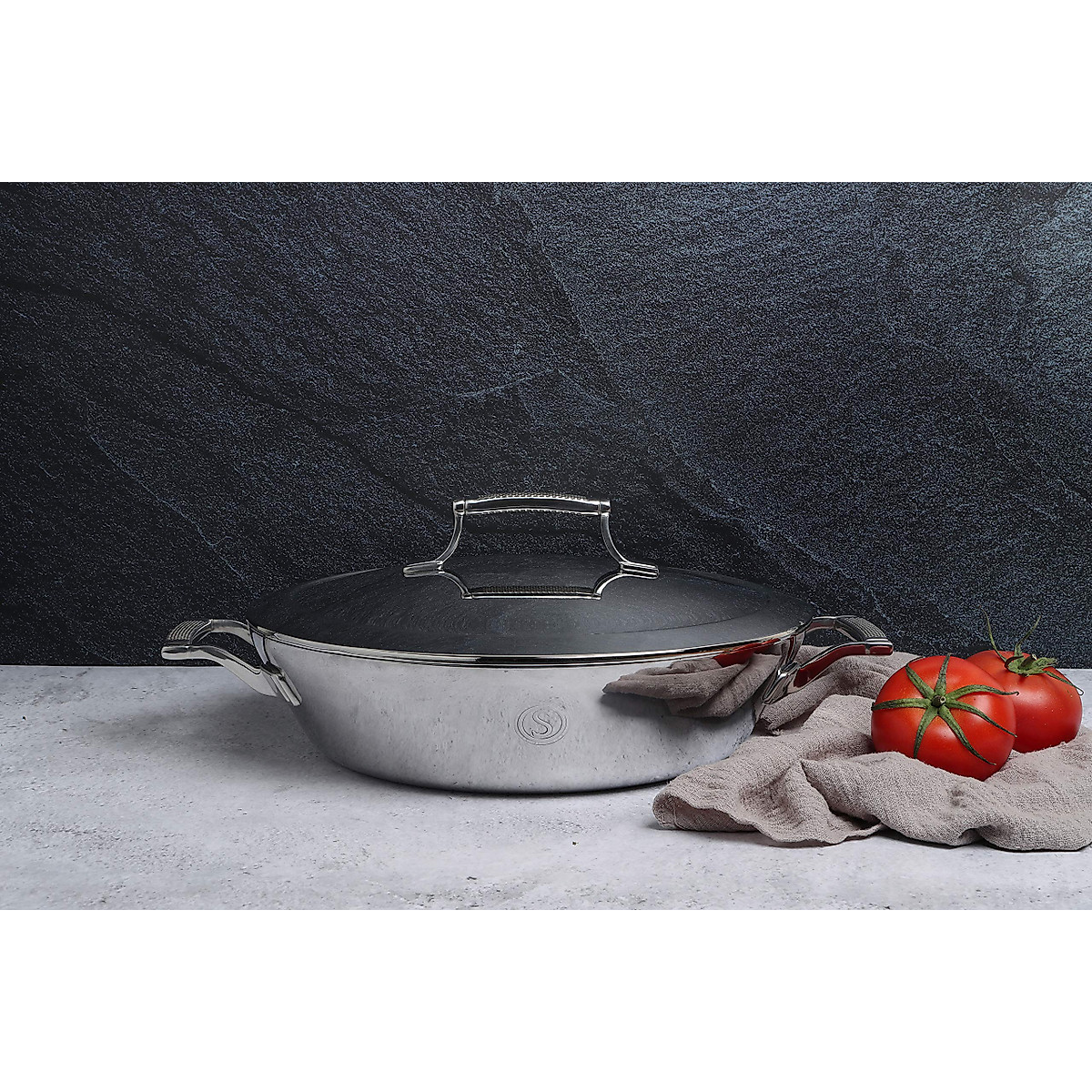 SAVEUR SELECTS Tri-ply Stainless Steel 12-Inch Everyday Pan with Lid, Induction-ready, Dishwasher Safe, Voyage Series