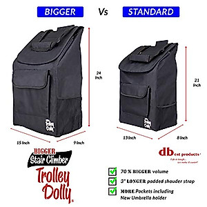 dbest products Stair Climber Bigger Trolley Dolly, Black Grocery Shopping Foldable Cart Condo Apartment 44 Inch