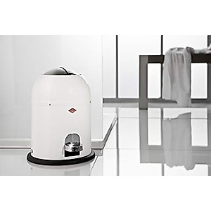 Wesco Single Master - German Designed - Small Step Trash Can, Powder Coated Ssteel, 2.4 Gallon / 9 L, White