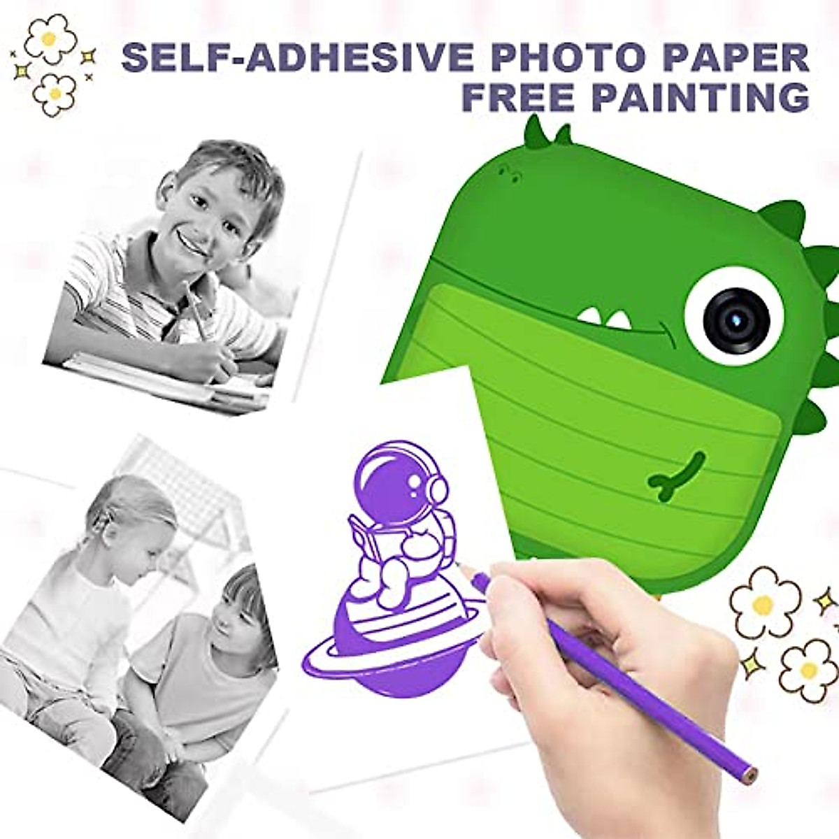 SHENGAO 2.4 Inch IPS Screen Video Digital Camera Birthday Gift Full HD Photo Digital Camera Kids Digital Camera with Print Paper