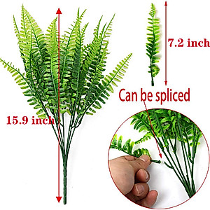 SzJias Artificial Ferns for Outdoors Fake Fern Plants Faux Boston Fern Plant for Room Home Garden Decor (4 Pcs)
