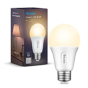 Govee Smart Light Bulbs, Wi-Fi and Bluetooth Light Bulbs, Works with Alexa & Google Assistant, 9W 60W Equivalent Dimmable LED Light Bulbs, 2700K Soft Warm White LED Bulbs, No Hub Required, 1 Pack