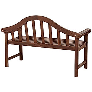 Teal Island Designs Concorde 53" Wide Dark Natural Acacia Wood Outdoor Bench