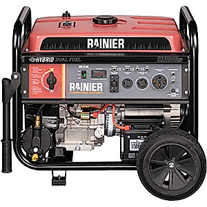 RAINIER R12000DF Dual Fuel (Gas and Propane) Portable Generator with Electric Start - 12000 Peak Watts & 9500 Rated Watts - CARB Compliant - Transfer Switch Ready