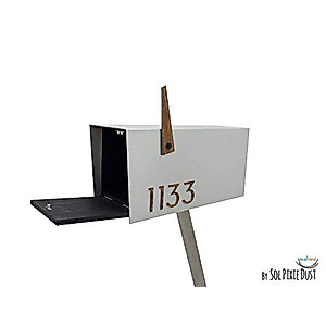 Contemporary Post Mount Mailbox/Aluminum Brush Silver Body and Aluminum Wood Walnut Numbers, Custom Mailbox, Mailnest, PostBox, Type 4