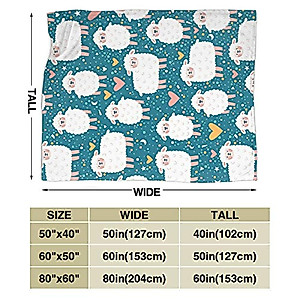 Abucaky Cute Sheep Fleece Throw Blanket Ultra Soft Cozy Decorative Flannel Blanket All Season for Home Couch Bed Chair Travel 50x40in