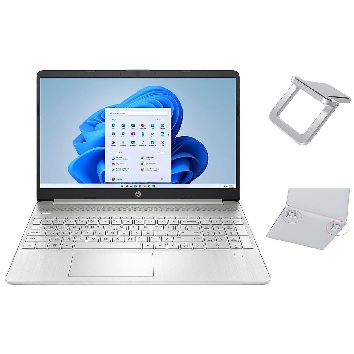 HP 15.6" HD Display | AMD Ryzen 3-5300U Processor (Beat i5-1035G1) | 8GB RAM | 256GB SSD | AMD Radeon Graphics True Vision HD Camera | Windows 11 Home| Silver | Bundle with Laptop Stand