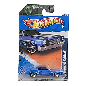 Hot Wheels 2011 Muscle Mania Blue '70 Monte Carlo 6/10 Green Lantern Card
