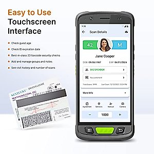 IDWare 9000 Handheld ID Scanner - ID, Drivers’ License, Age Verification & Passport Scanner with Veriscan Premium Software - Sync Multiple Devices