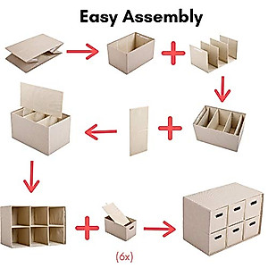 BIRDROCK HOME Cream Linen Cube Organizer Shelf with 6 Storage Bins – Strong Durable Foldable Shelf – Kid Toy Clothes Towels Cubby – Collapsible Bedroom Fabric Shelves and Cubes