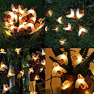 Solar Bee String Lights 2 Pack Each 17Ft Total 60 LED Solar Bee Fairy Lights 8 Modes Copper Wire Lights Waterproof Outdoor String Lights for Garden Patio Gate Yard Party Wedding Indoor Bedroom