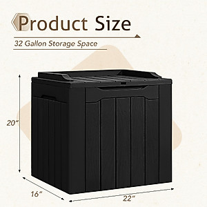Flamaker Deck Box 31 Gallon Waterproof Resin Storage Box with Lid Indoor Outdoor Storage Bin for Patio Cushions, Toys, Pool Accessories (Black)