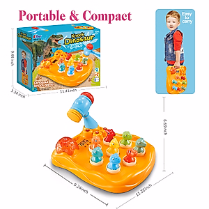 Interactive Whack A Dinosaur Game, Hammer Toy with Light-Up Musical & Hammer for Toddlers, Boys and Girls 3 4 5 6 7 8 Year Old, Pounding Toy, Learning, Early Developmental Toy as Best, Fun Gifts.