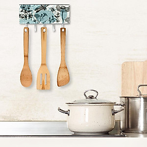 Dragonflies Flower Wall Mounted Coat Rack with 5 Decorative Hooks, Self Adhesive Hooks for Hanging 4.4lb(Max) Towel Key Hat Scissors