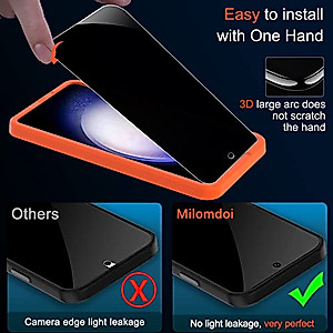 Milomdoi [3+3 Pack] for Samsung Galaxy S23 Privacy Screen Protector Tempered Glass Accessories 3 Pack Privacy Screen Samsung Galaxy S23 5G 3 Pack camera Lens Protector Case fingerprint Suitable