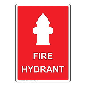 ComplianceSigns.com Vertical Fire Hydrant Sign, 14x10 in. Glow-in-The-Dark Aluminum for Fire Safety/Equipment