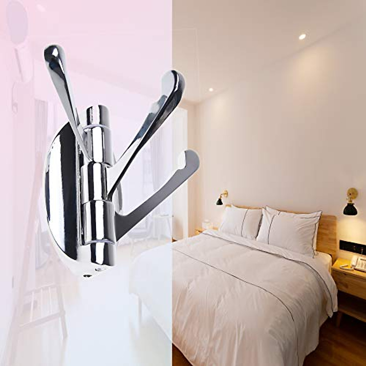 Kare & Kind 1x Stainless Steel Swivel Hook - Foldable, Solid Wall Mount Coat Jacket Holder - Three Swing Arms - for Hanging Wet and Dry Clothes, Towels - Install in Kitchen, Bedroom, Bathroom, Garage