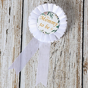 HAPPYLAND Baby Shower Decorations Mom to be Neutral Sage Green Set Mommy to be Daddy to be Tinplate Badge Pin Shower Gender Neutral Baby Shower Flower for Gender Reveal