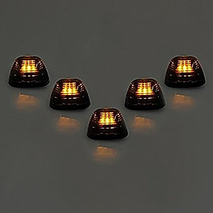 5pcs Smoke Lens With Amber LED Cab Roof Marker Lights, Roof Top Lamp Running Light Replacement Accessories For Ford 1999-2016 F150 F250 F350 F450 F550 Super Duty Pickup Trucks SUV