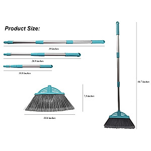 Xifando Mini Broom and Dustpan and Telescopic Rod Long Handle Broom, Camping Cleaning Tools, Light Blue