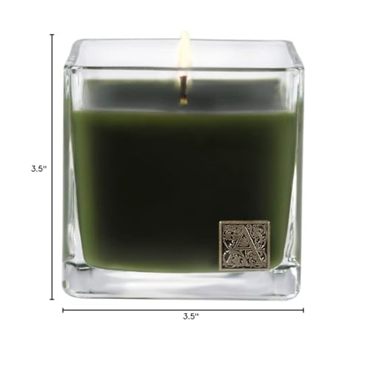 Aromatique The Smell of Tree Glass Cube 12 oz Scented Jar Candle with Metal Medallion for Home Décor and Gift