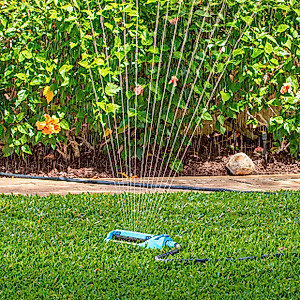 Aqua Joe AJ-OMS20-BRS 4973 Sq Ft Variable-Width Turbo Oscillating Sprinkler, 6 Switchable Spray Nozzles
