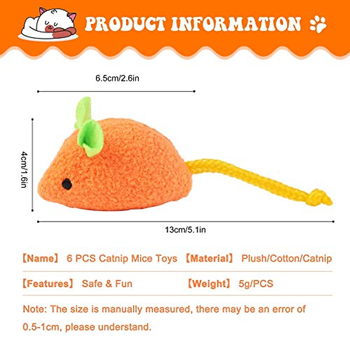 Catnip Toy - 6Pcs Cats Mouse Plush Cat Toys Realistic Cute Kitten Mice Filled Catnip for Cat Chew Toy1