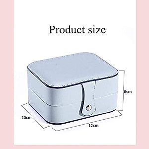 ZZYINH AN207 Korean-Style Double-Sided Jewlery Box Portable Jewelry Box Leather Ear Stud Ring Necklace Earrings Storage Box Small Jewelry (Color : Blue)