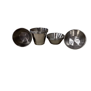 Stainless Steel Sauce Cups 2.5 oz and 1.5 oz Ramekins for Condiments Dipping Portions Souffle 4 of Each