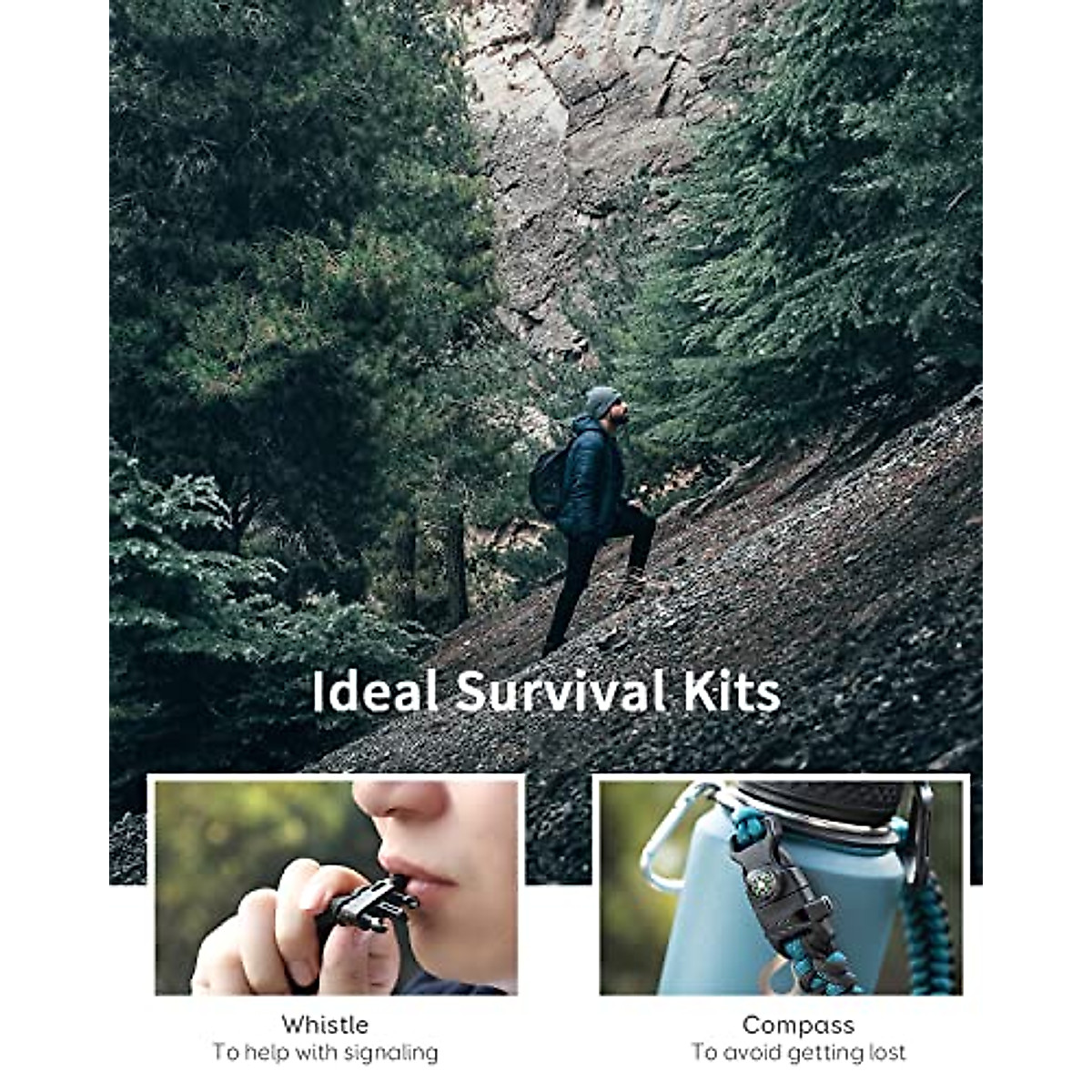 Trebo 40oz Water Bottle Insulated with Lid and Straw,Double Wall Vacuum Stainless Steel Metal Tumbler Flask Fit in Any Car Cup Holder with Paracord Handle,Leakproof Keep Drink Cold & Hot,Indigo/Black