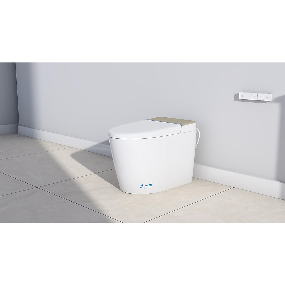 WIIS' IDEA Smart Toilet, Elongated One Piece Bidet Toilet with Bidet Built In, Tankless Smart Bidet Toilet with Auto Open Close, Auto Flush, Foot Sensor, Heated Bidet Seat, LED Display, Night Light
