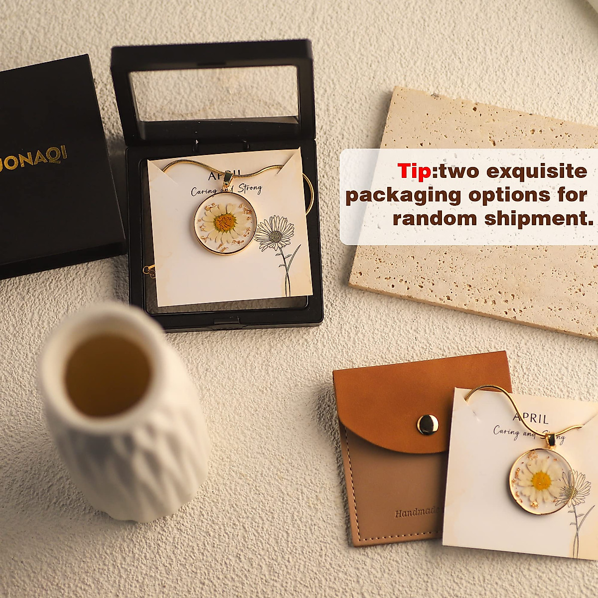 MOLUONAQI Handmade Pressed Flower Pendant Necklace-Birth Flower Women Necklaces, Cute Necklaces, Jonquil Pressed Wildflower Necklace| March Birth Flower Necklace