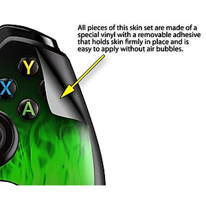 WraptorSkinz Decal Style Vinyl Skin Wrap compatible with XBOX One Original Wireless Controller Fire Green - (CONTROLLER NOT INCLUDED)