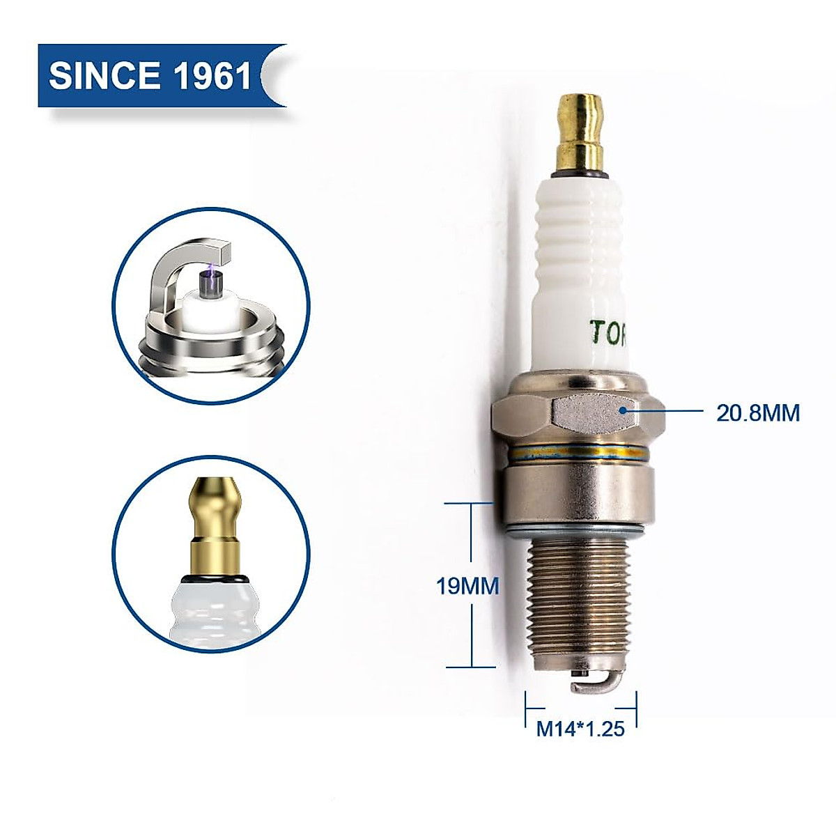 PK4 TORCH F8C Spark Plug Replacement for NGK (2411) B8ES, Honda 98079-58840, Yamaha Yfz450 2007/Blaster 2000, Suzuki 550 GT 1975, Champion N3C, Denso IW24, OEM