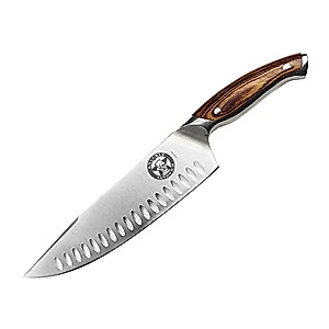 Ergo Chef Guy Fieri Knuckle Sandwich 8-Inch Chef's Knife 8081 Premium 7CR17MoV Stainless Steel Blade Hollow Ground blade Custom Style Tip, Ergonomic Pakkawood Handle